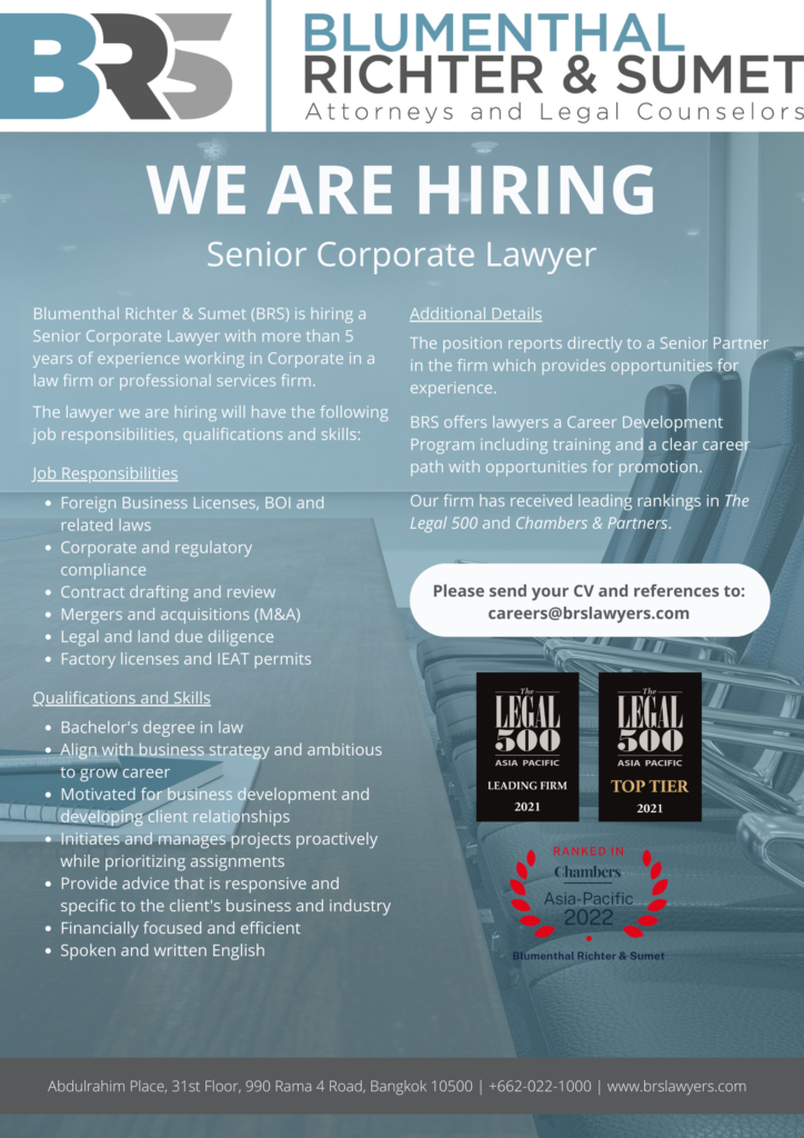 BRS Hiring Senior Corporate Lawyer (5+ Years’ Experience) - BRS Lawyers